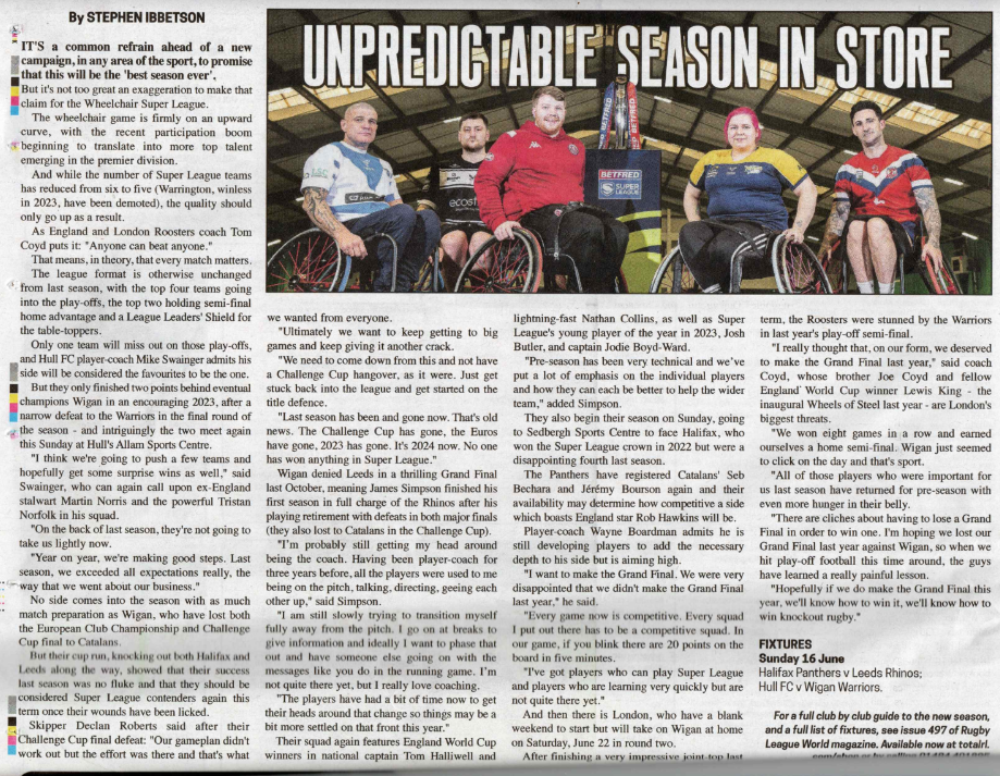 Season Preview – Halifax Wheelchair Rugby League Club